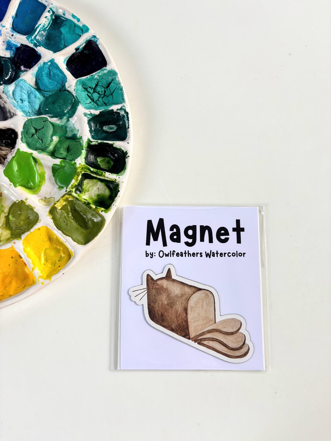 Cat Loaf Magnet – Funny Bread Cat Vinyl Magnet, Watercolor Cat Magnet ...