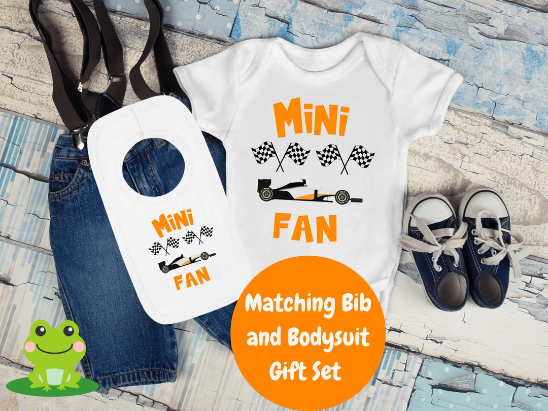 Mini F1 Fan Matching Bib and Bodysuit Gift Set | Baby F1 Gift | New Dad ...