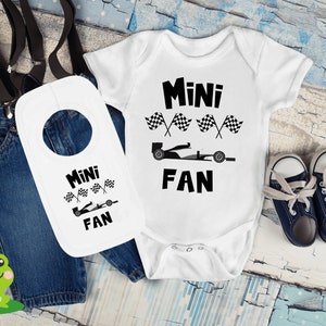 Mini F1 Fan Matching Bib and Bodysuit Gift Set | Baby F1 Gift | New Dad ...