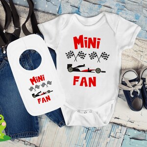 Mini F1 Fan Matching Bib and Bodysuit Gift Set | Baby F1 Gift | New Dad ...