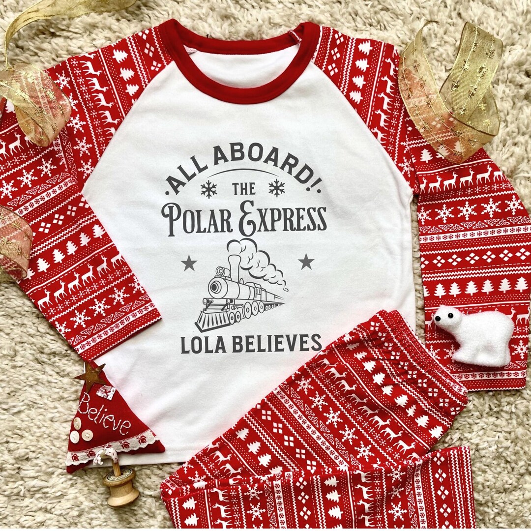 Personalised Polar Express Train Family Pyjama Set Matching Polar ...