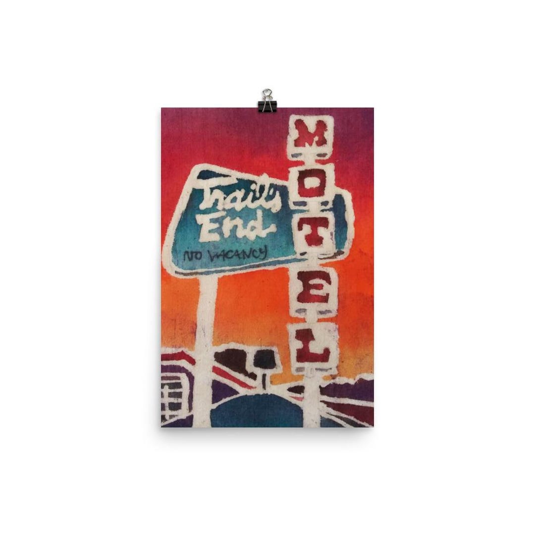 Batik Print: Original Art Batik Painting of the Trails End Motel ...