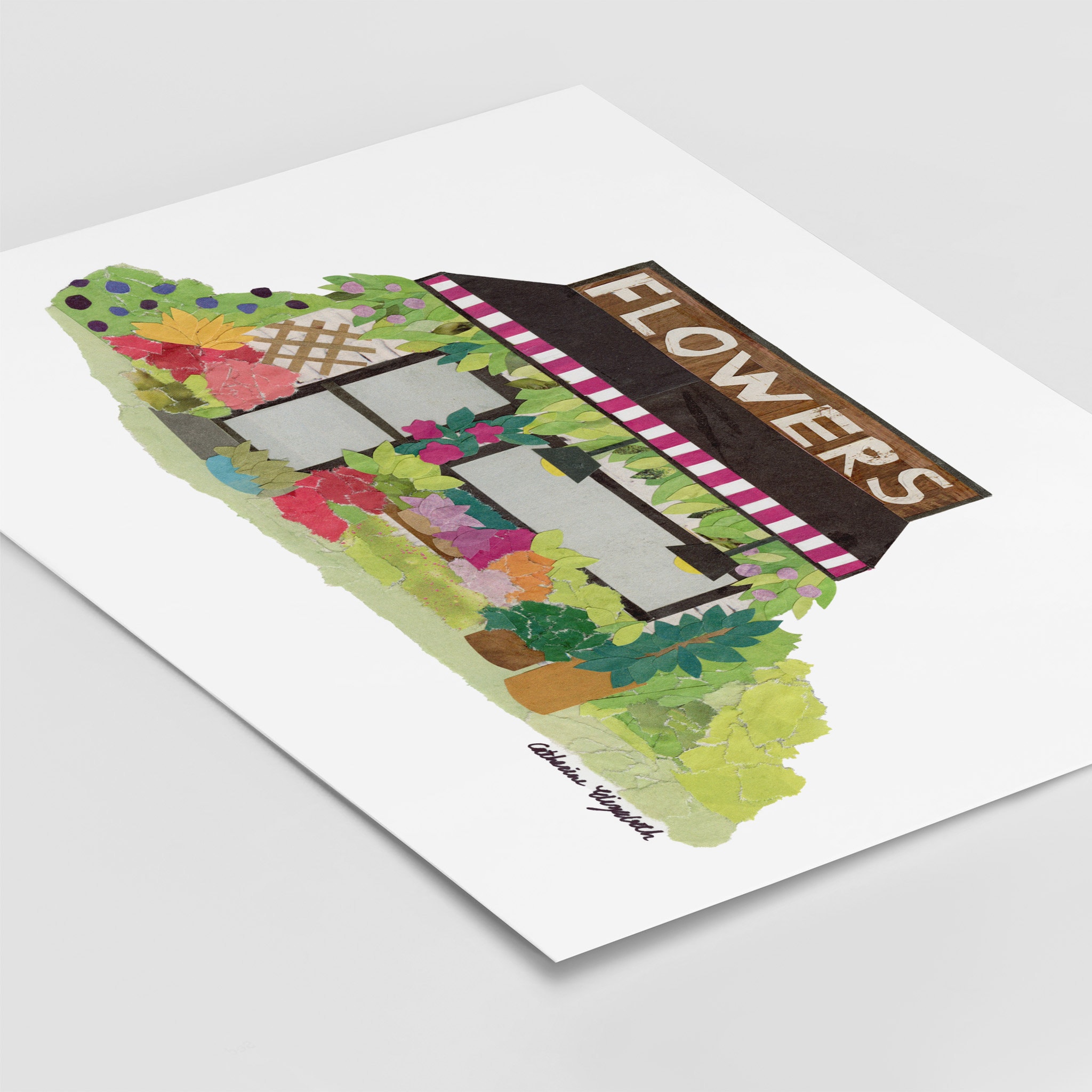 PAPER COLLAGE Flower Shop Print. Floral Artwork Botanical - Etsy