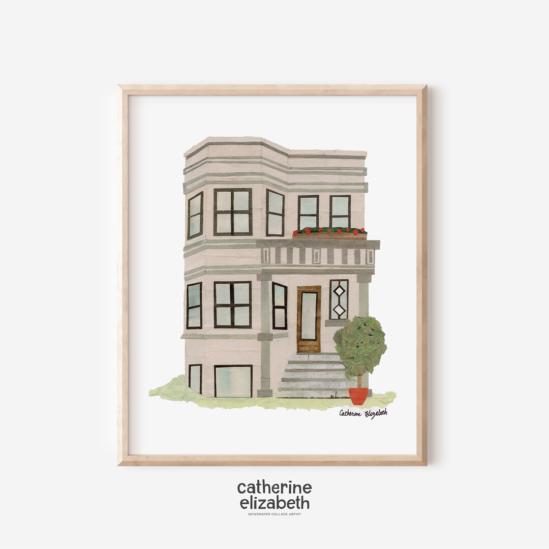 PAPER COLLAGE Art Print, Greystone House, Chicago Home Style Print ...