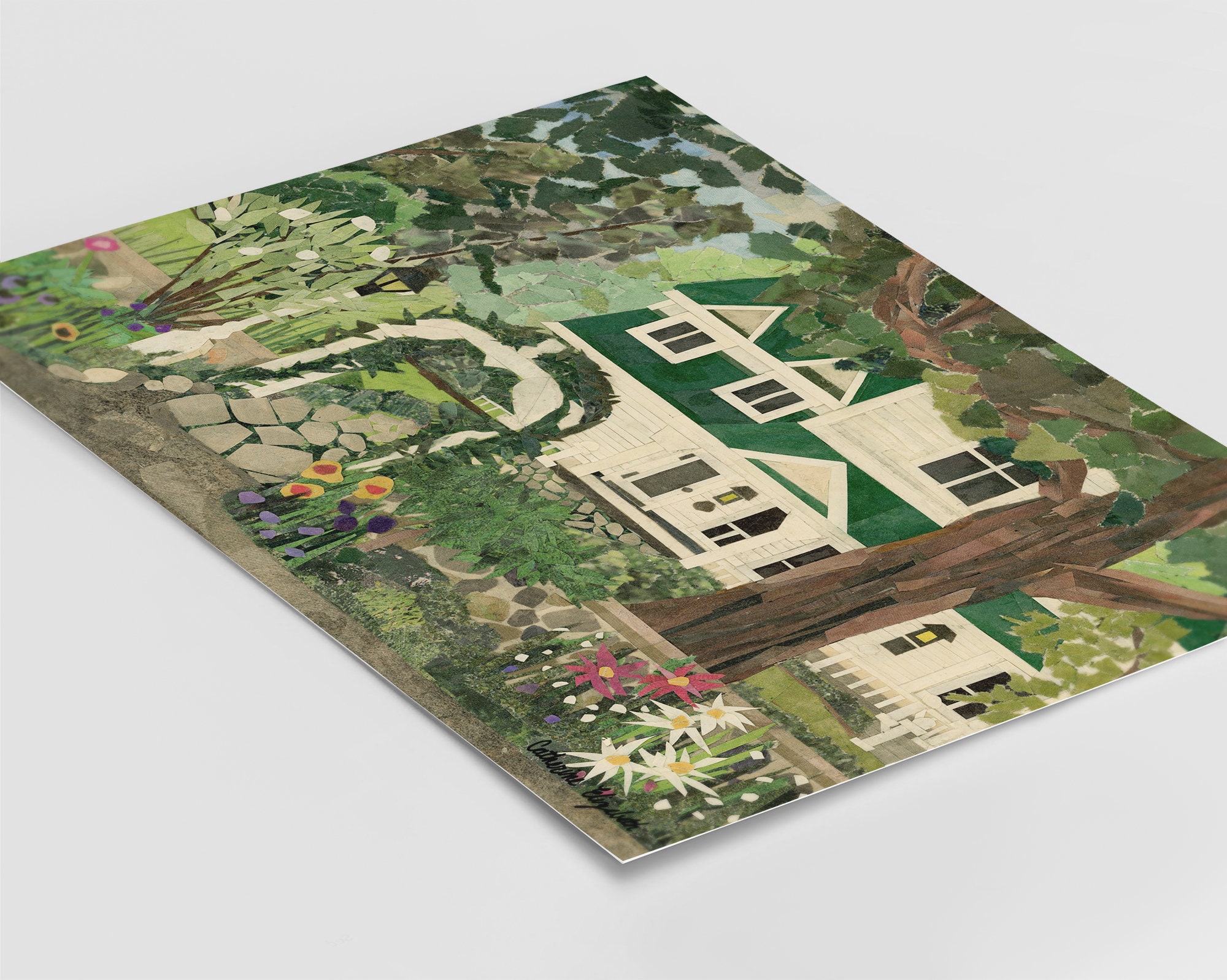 PAPER COLLAGE Art Print Floral Wall Art Cottage Garden - Etsy