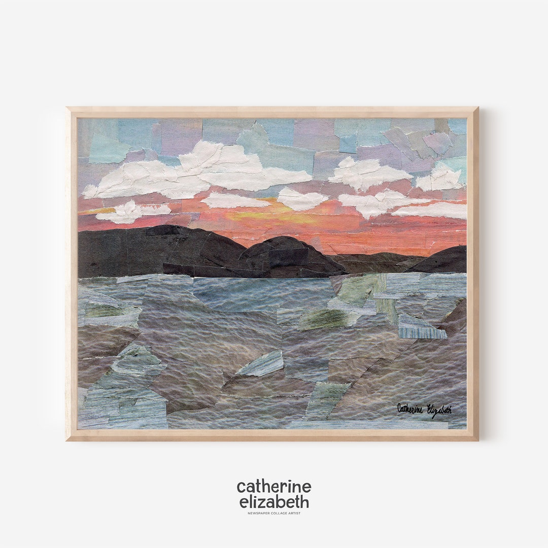 Sunrise on Little Glen Lake Giclée Art Print, Newspaper Collage - Etsy