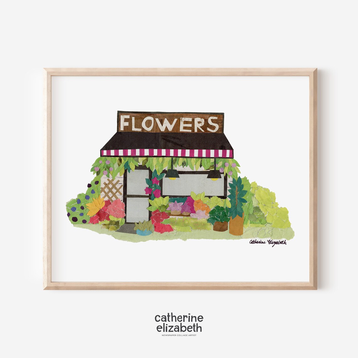 PAPER COLLAGE Flower Shop Print. Floral Artwork Botanical - Etsy
