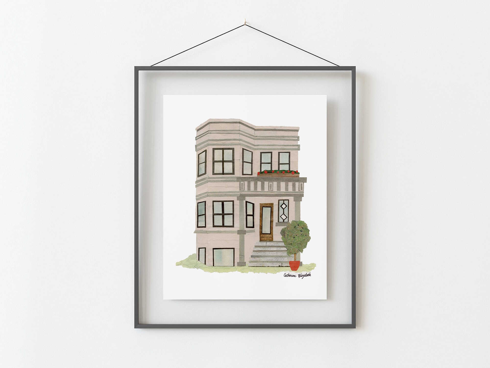 PAPER COLLAGE Art Print, Greystone House, Chicago Home Style Print ...