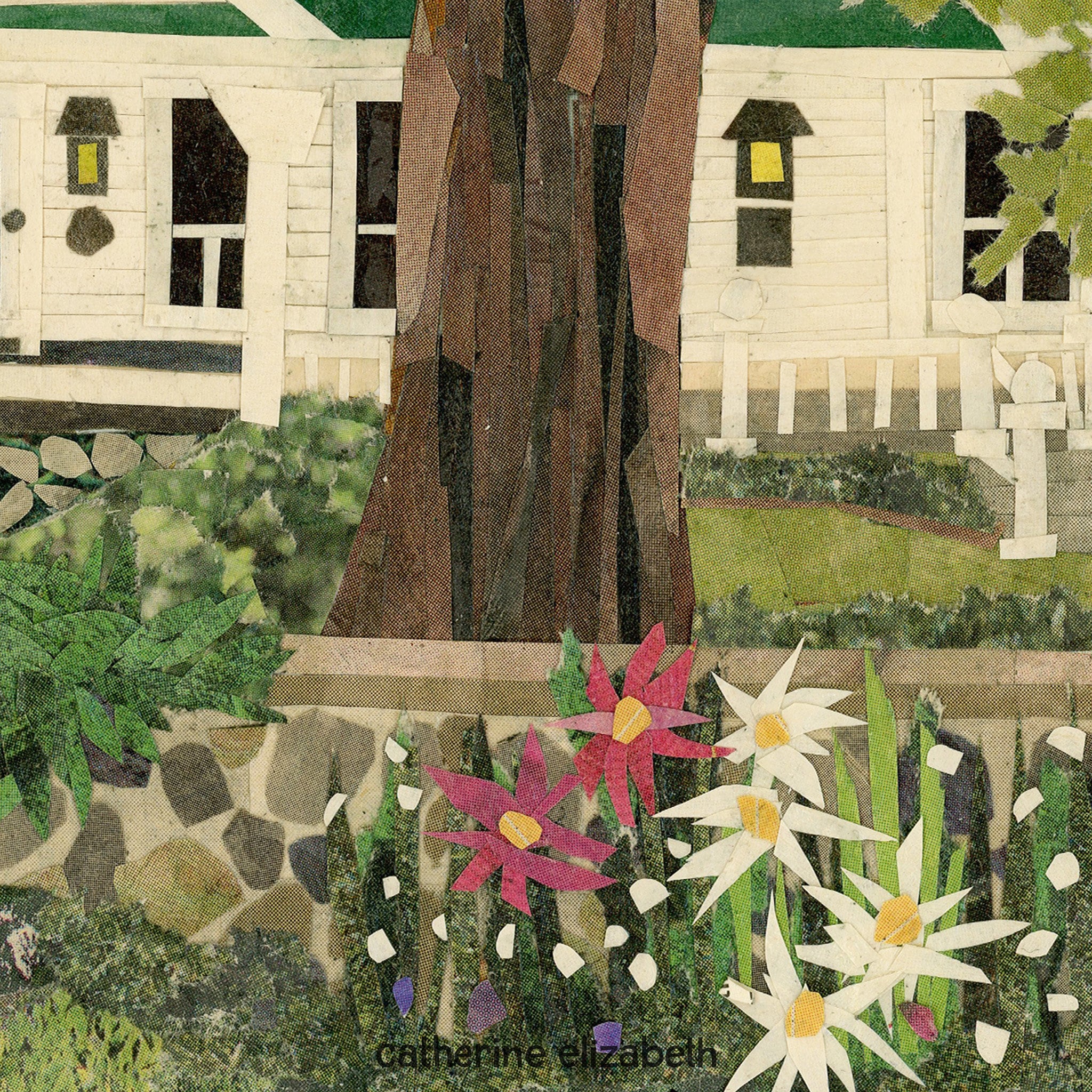 Floral Garden Paper Collage Art Print, Cottagecore Wall Decor - Etsy