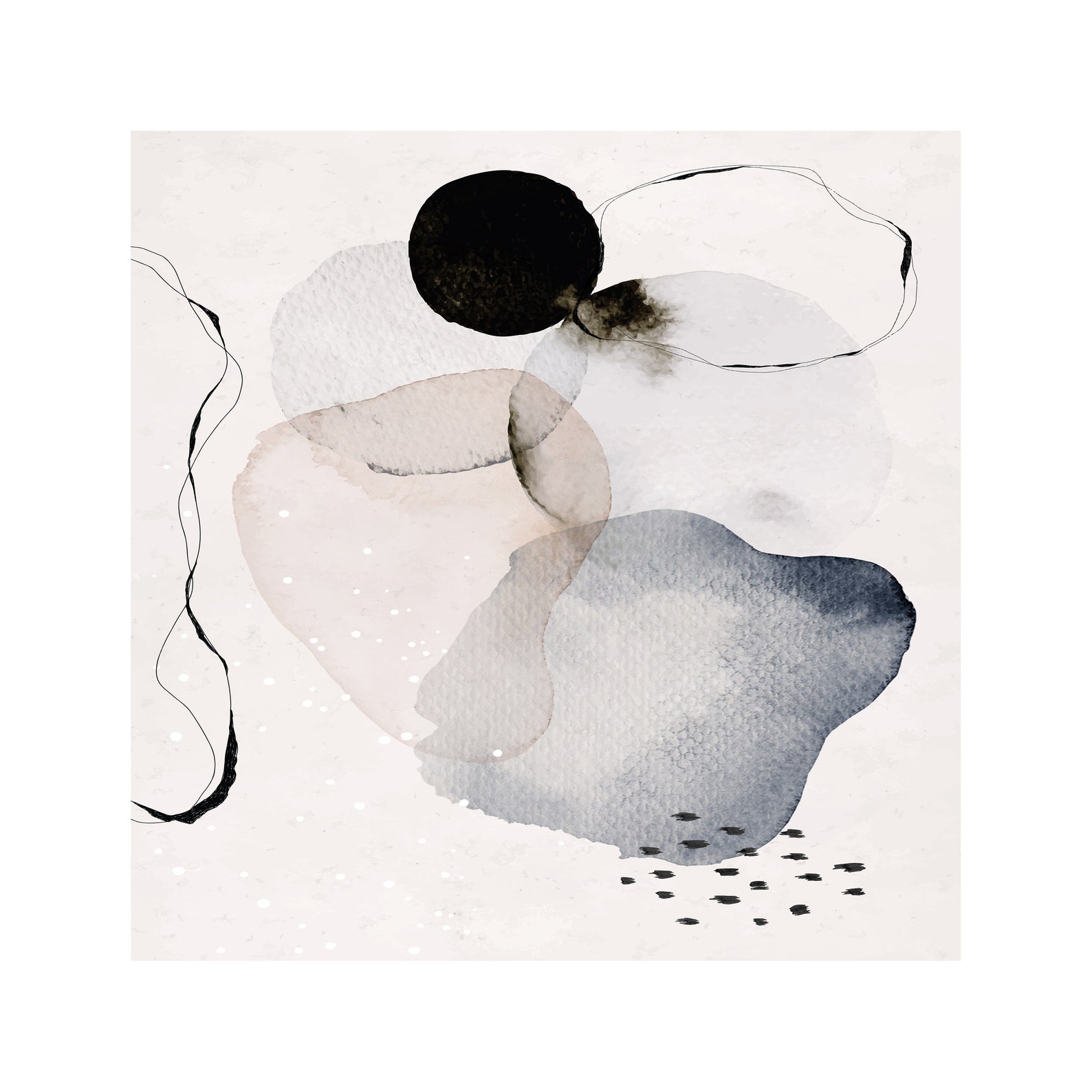 Set of 4 Neutral Abstract Prints Set of Four Square Prints - Etsy