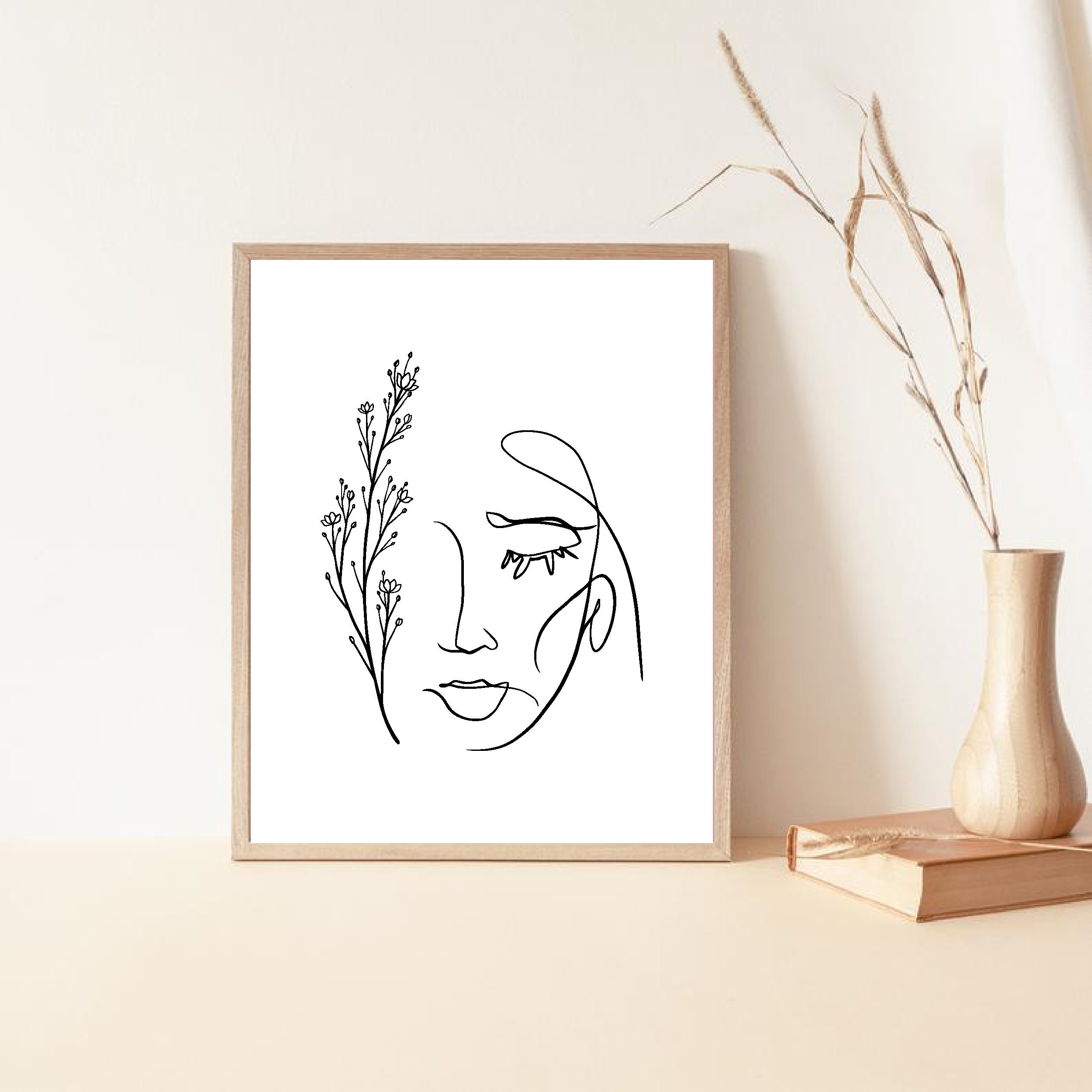 Abstract Face Line Art Print, Digital Prints, Boho Prints, Modern Wall ...