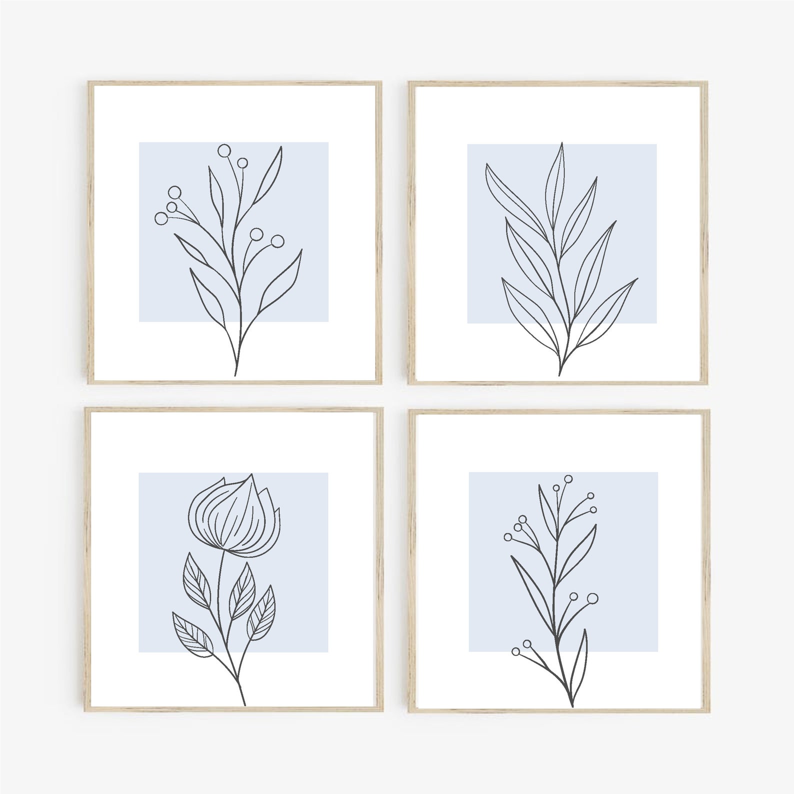 Set of 4 Botanical Prints Set of Four Square Prints - Etsy