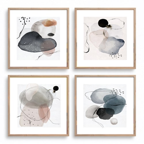 Square Print Set Living Room Wall Art Set of 3 Prints - Etsy