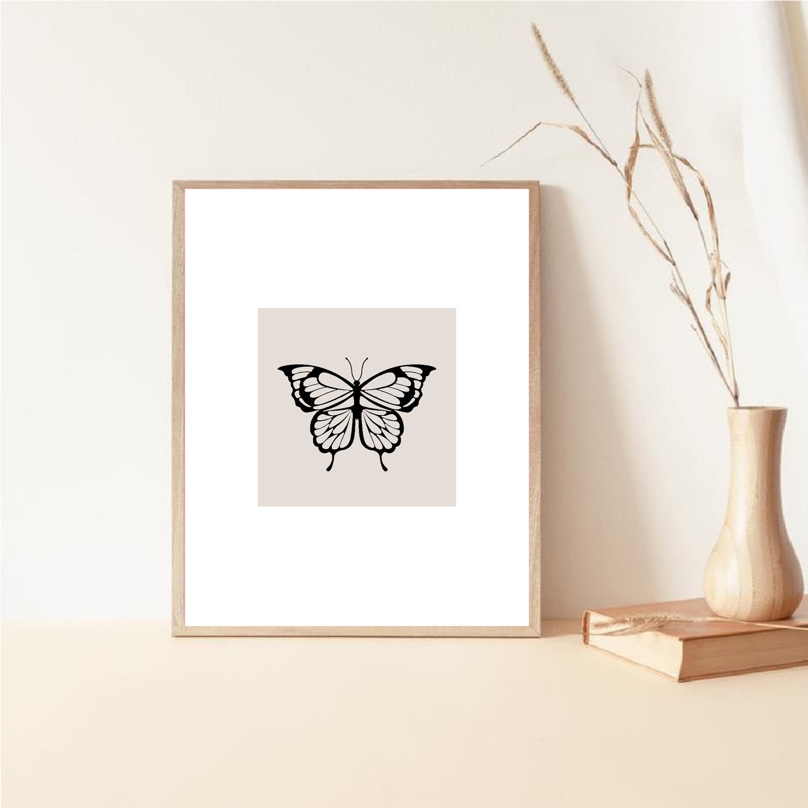 Neutral Butterfly Wall Art Beige and Black Color Art - Etsy