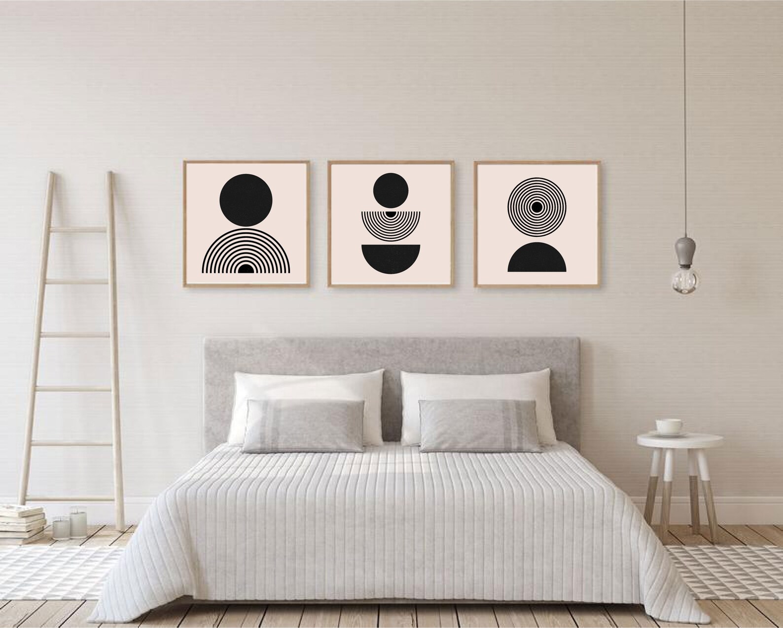 Set of Three Square Neutral Prints/geometric Wall Art/ - Etsy