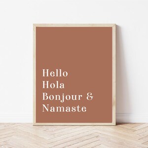 Hello, Hola, Bonjour, Namaste Print, Home Decor, Quote Print, Living ...