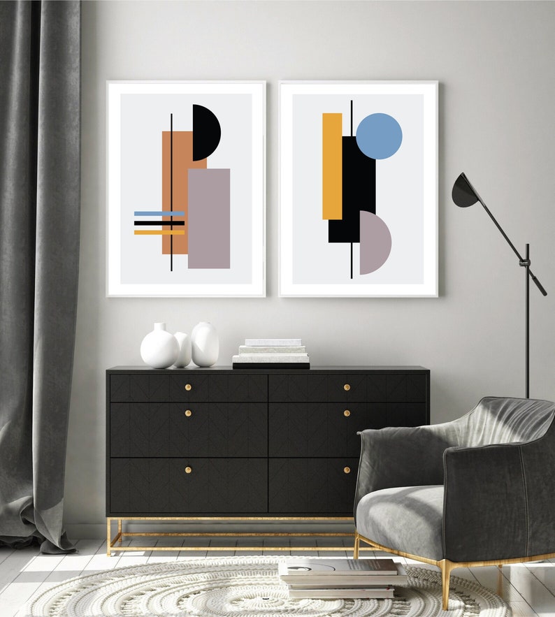 Set of Abstract Wall Art Minimalist Wall Art Abstract Shape - Etsy