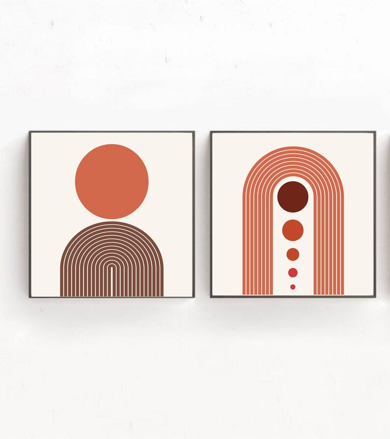 Set of 5 Square Geometric Prints/ Geometric Wall Art/ | Etsy