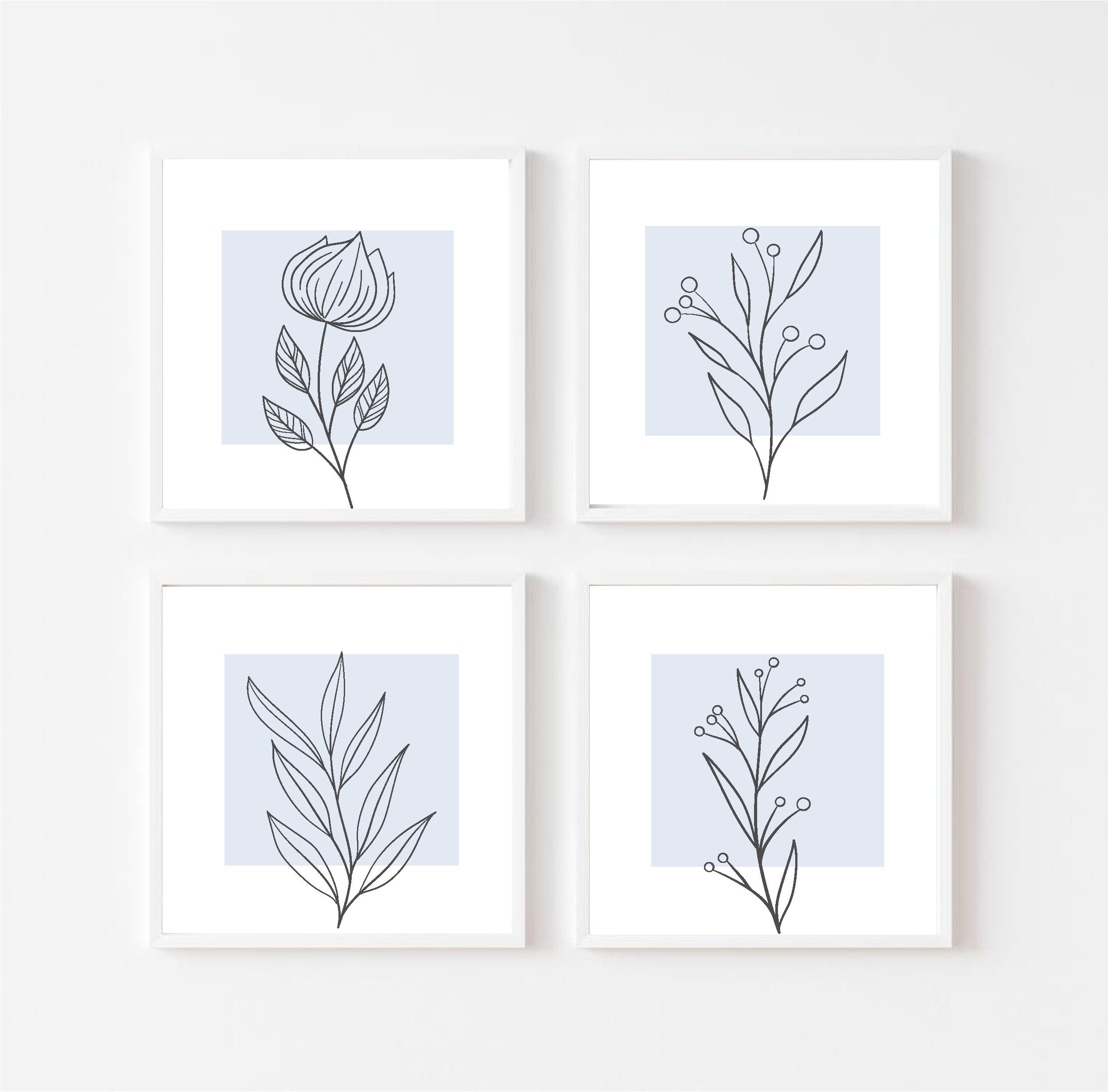 Set of 4 Botanical Prints Set of Four Square Prints - Etsy