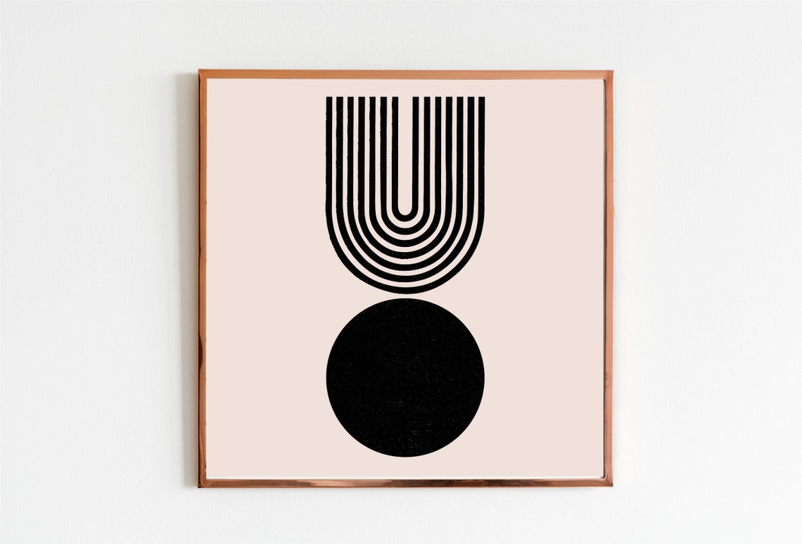 Set of Three Square Neutral Prints/geometric Wall Art/ Semicircle ...