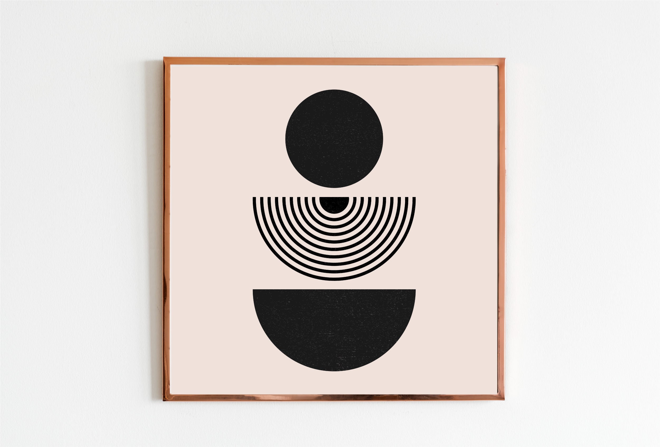 Set of Three Square Neutral Prints/geometric Wall Art/ Semicircle ...