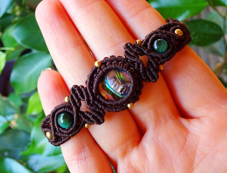 Abalone Macrame Bracelet Handmade Bracelet Bohemian - Etsy