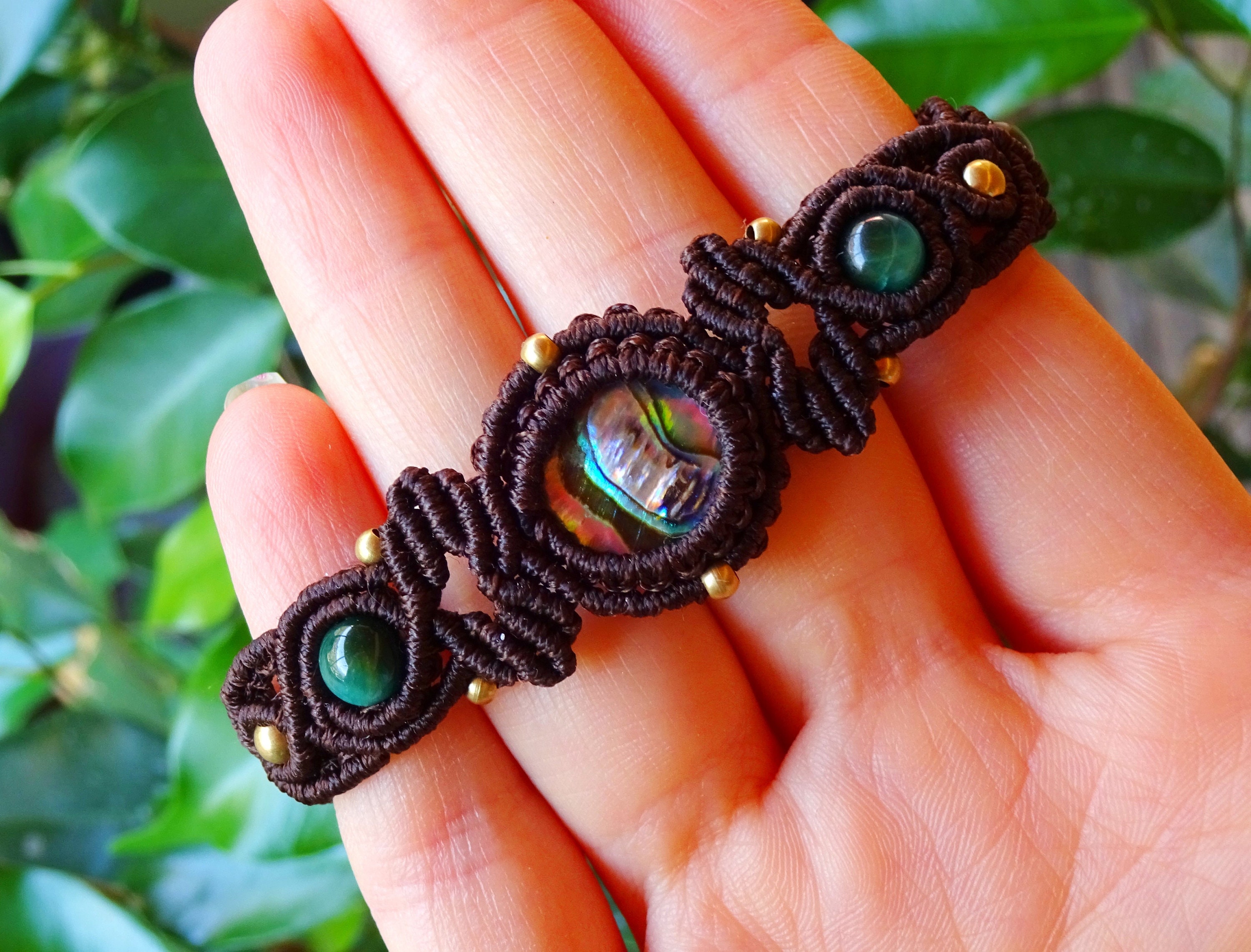 Abalone Macrame Bracelet Handmade Bracelet Bohemian - Etsy