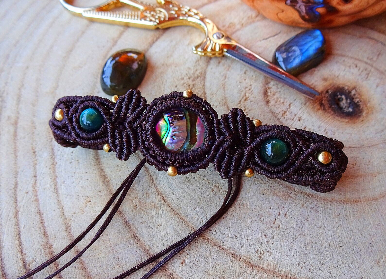 Abalone Macrame Bracelet Handmade Bracelet Bohemian - Etsy