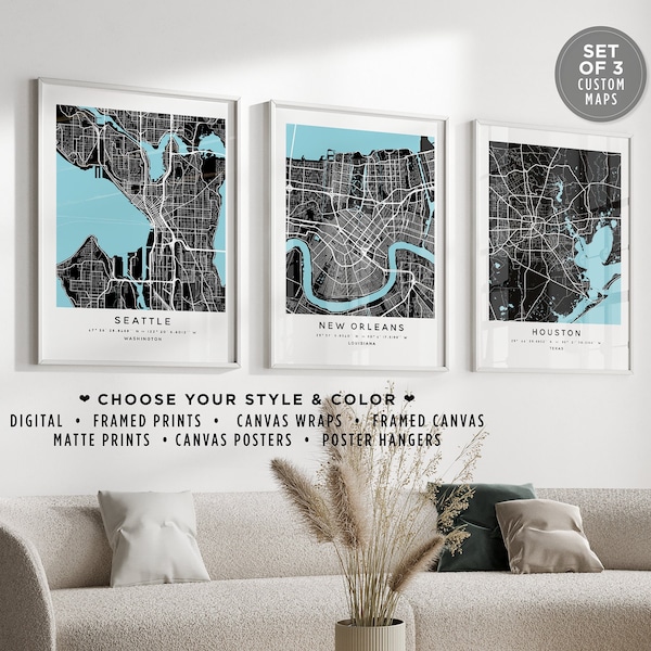 Framed Maps of Cities - Etsy