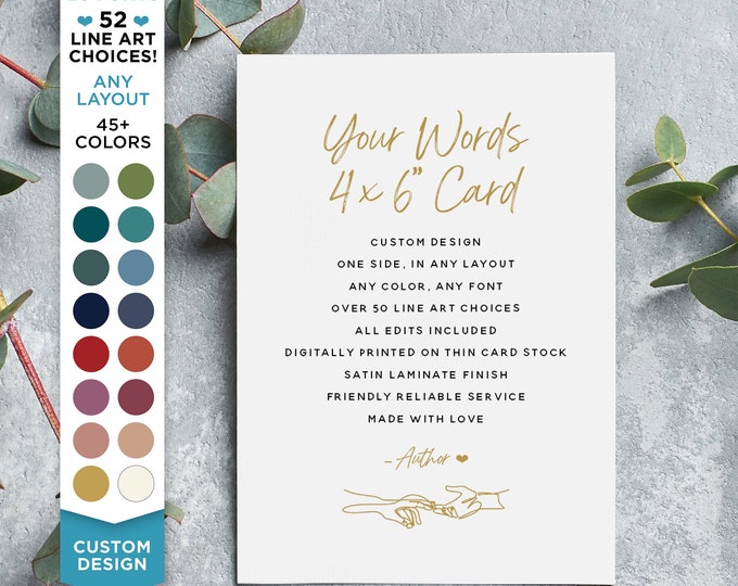 Custom Card & Line Art Custom 4x6 Cards Custom Printed Postcard ...