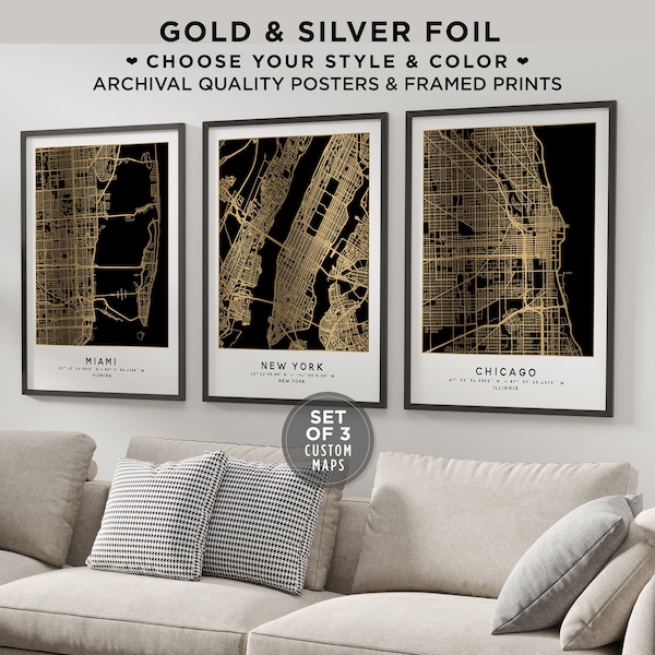 Gold Foil World Map - Etsy