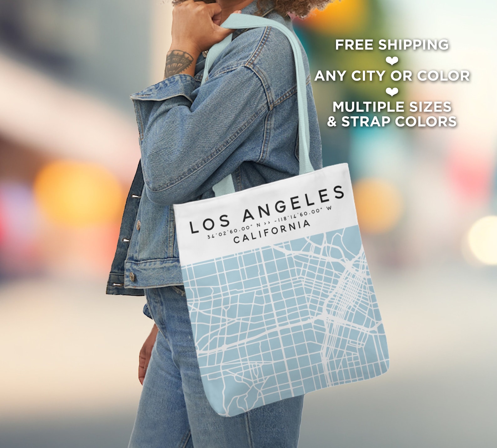 Custom Tote Bag With City Maps Personalize Tote Bag Any City Reusable ...