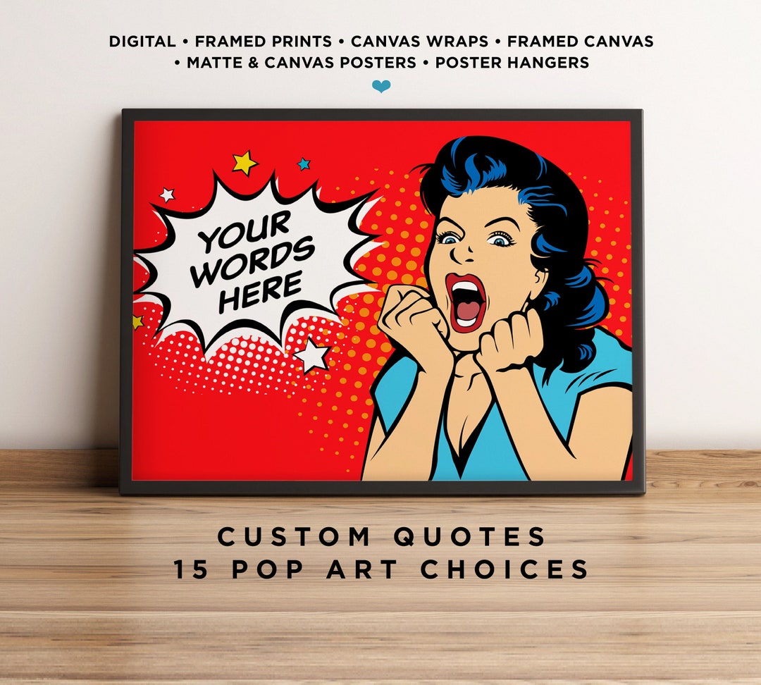 Custom Pop Art Quote Poster, Framed Comic Print - Etsy