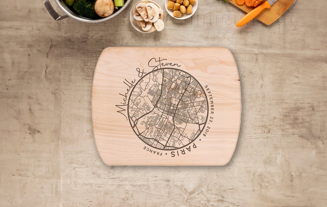 Personalized City Map Cutting Board, Engraved Maple Serving Board - Etsy