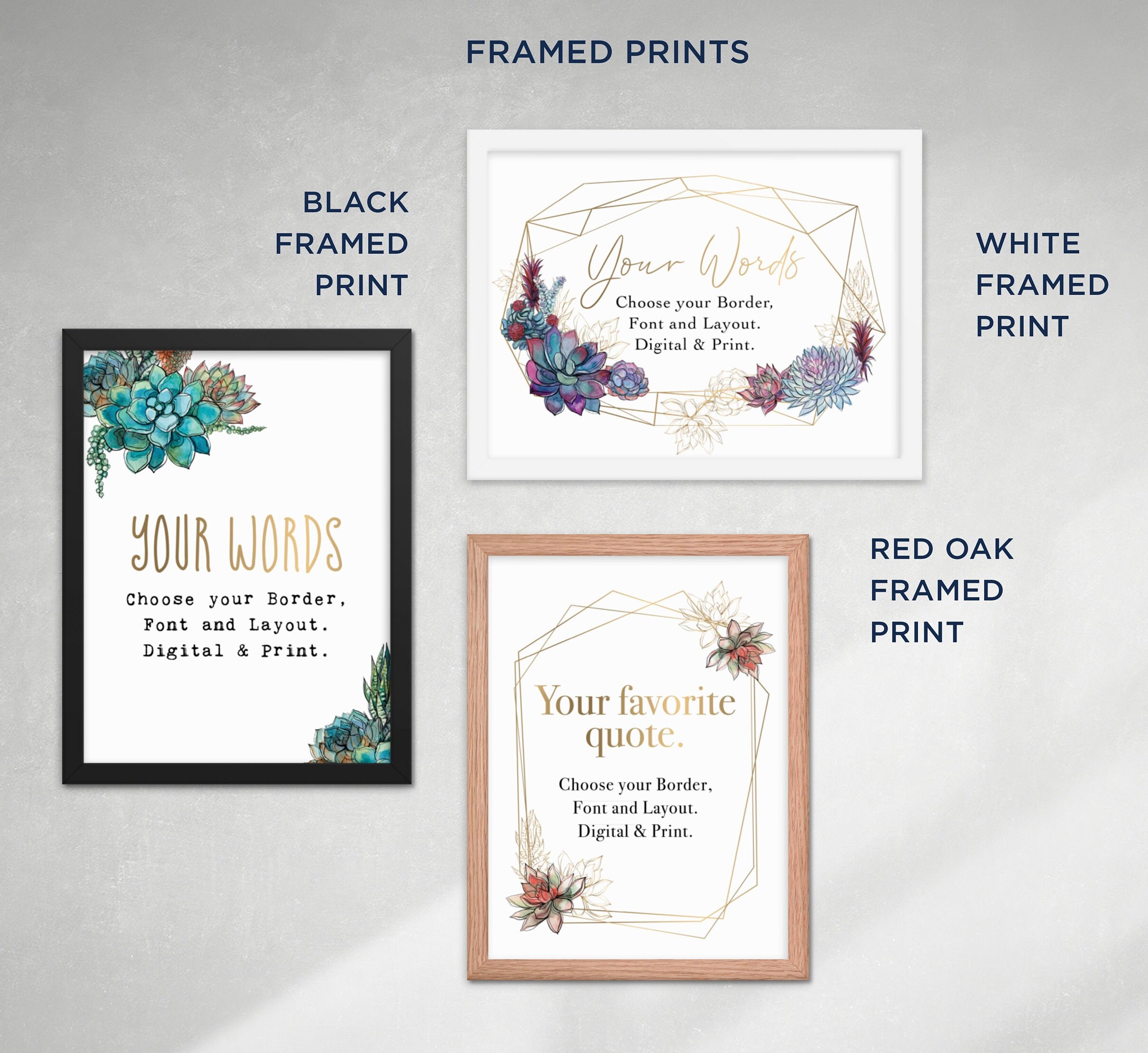 Custom Quote Print Text Poster Framed Wall Art Personalized Quote Print ...