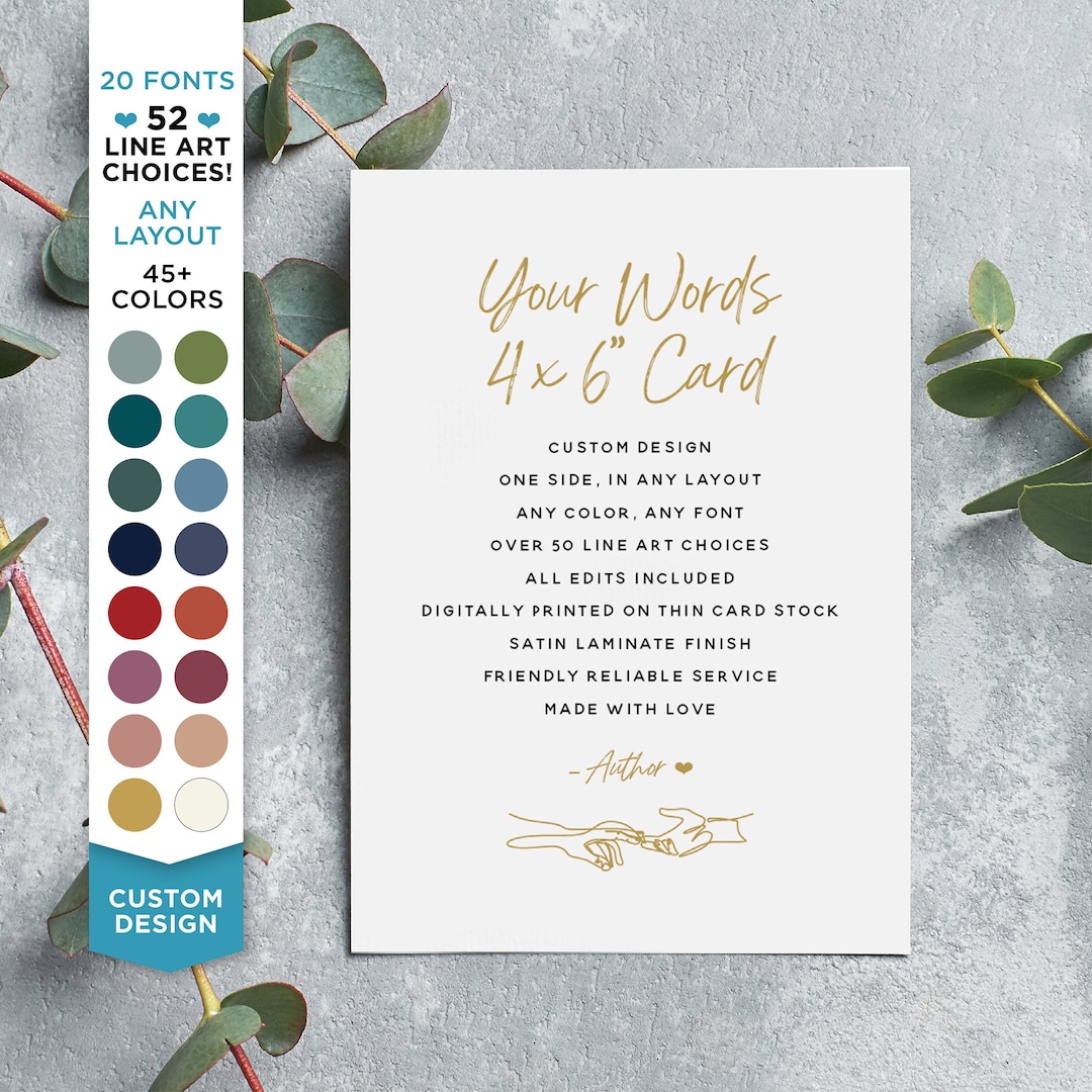 Custom Card & Line Art Custom 4x6 Cards Custom Printed Postcard ...