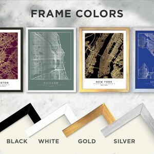 Custom City Map Prints With Foil Home Town Poster Wall Art Framed ...