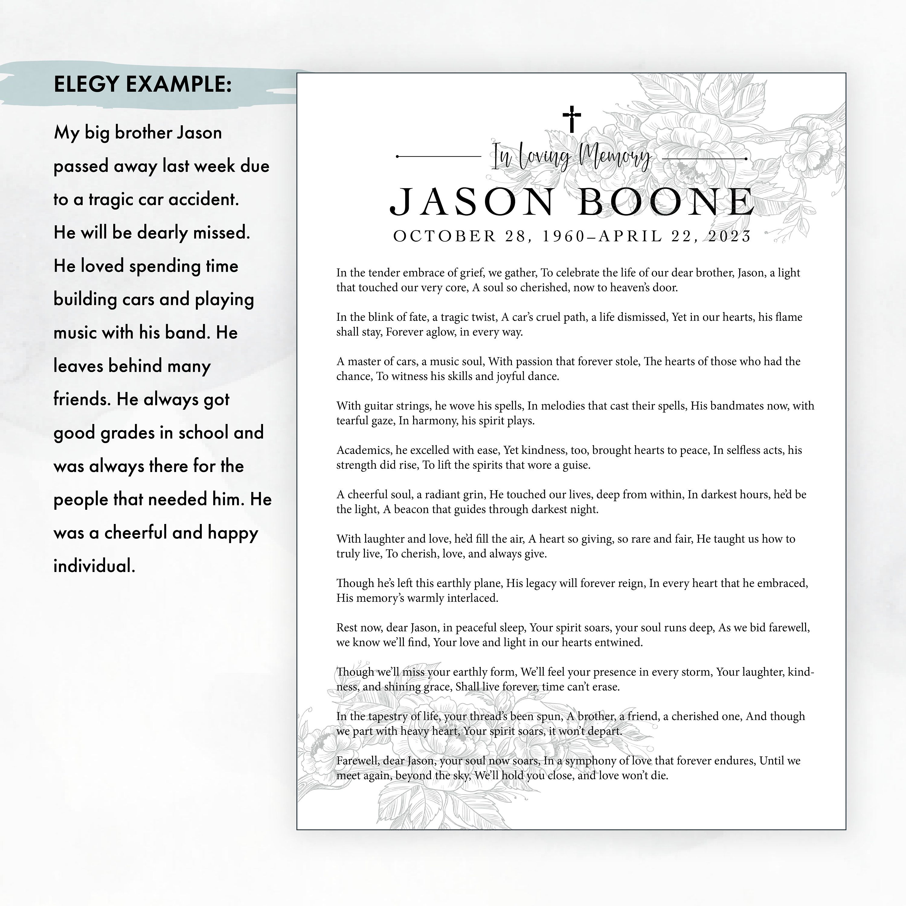 Custom Elegy Poem Print - Personalized Memorial Gift (PDF Download) - Etsy