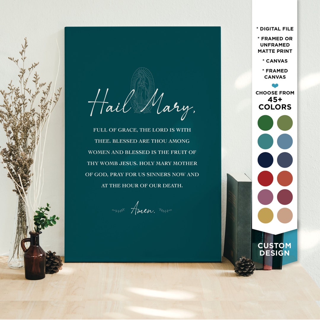 Hail Mary Prayer Print,modern Scripture,framed Bible Verse,christian ...