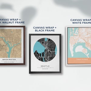 Personalized Set of 2 City Map Prints Home Town Poster Wall Art Sign ...
