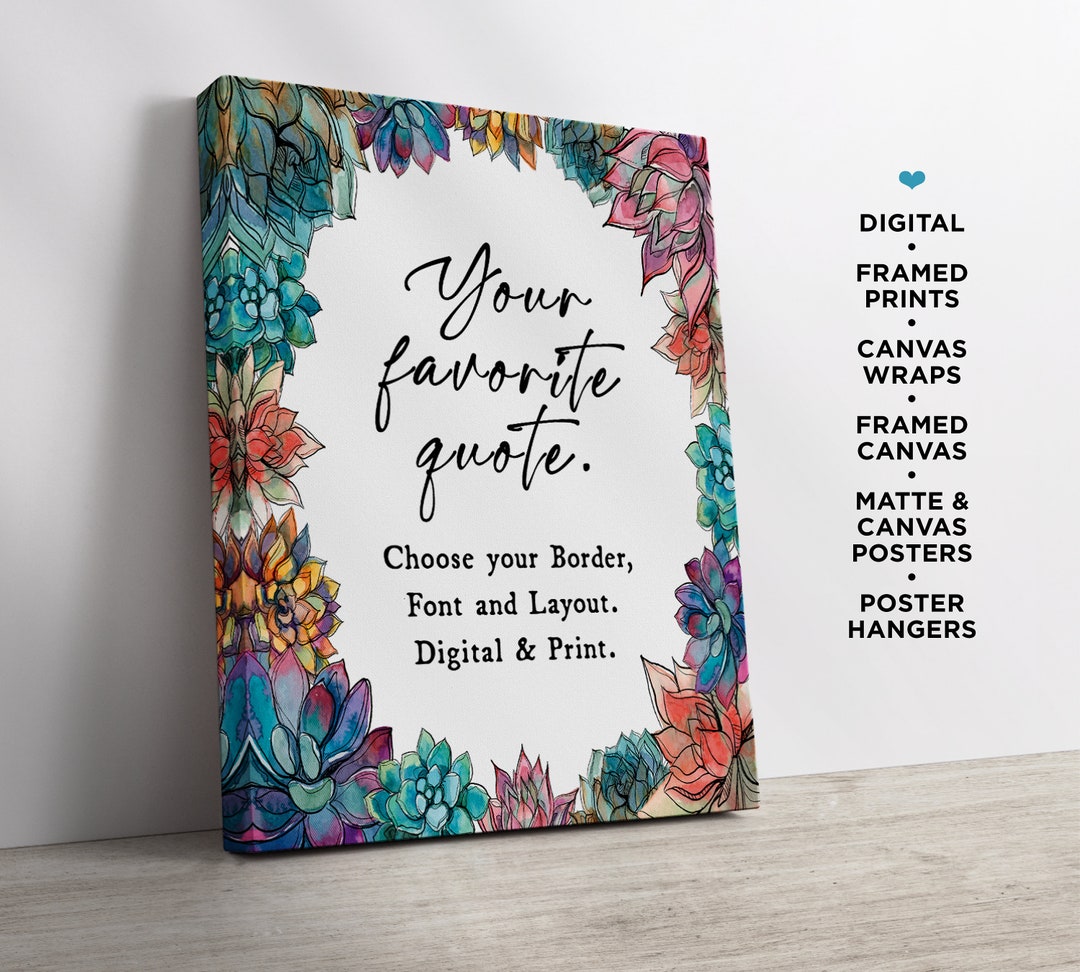 Custom Quote Print Text Poster Framed Wall Art Personalized Quote Print ...