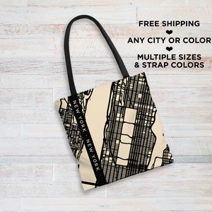 Custom Tote Bag With City Maps Personalize Tote Bag Any City Reusable ...