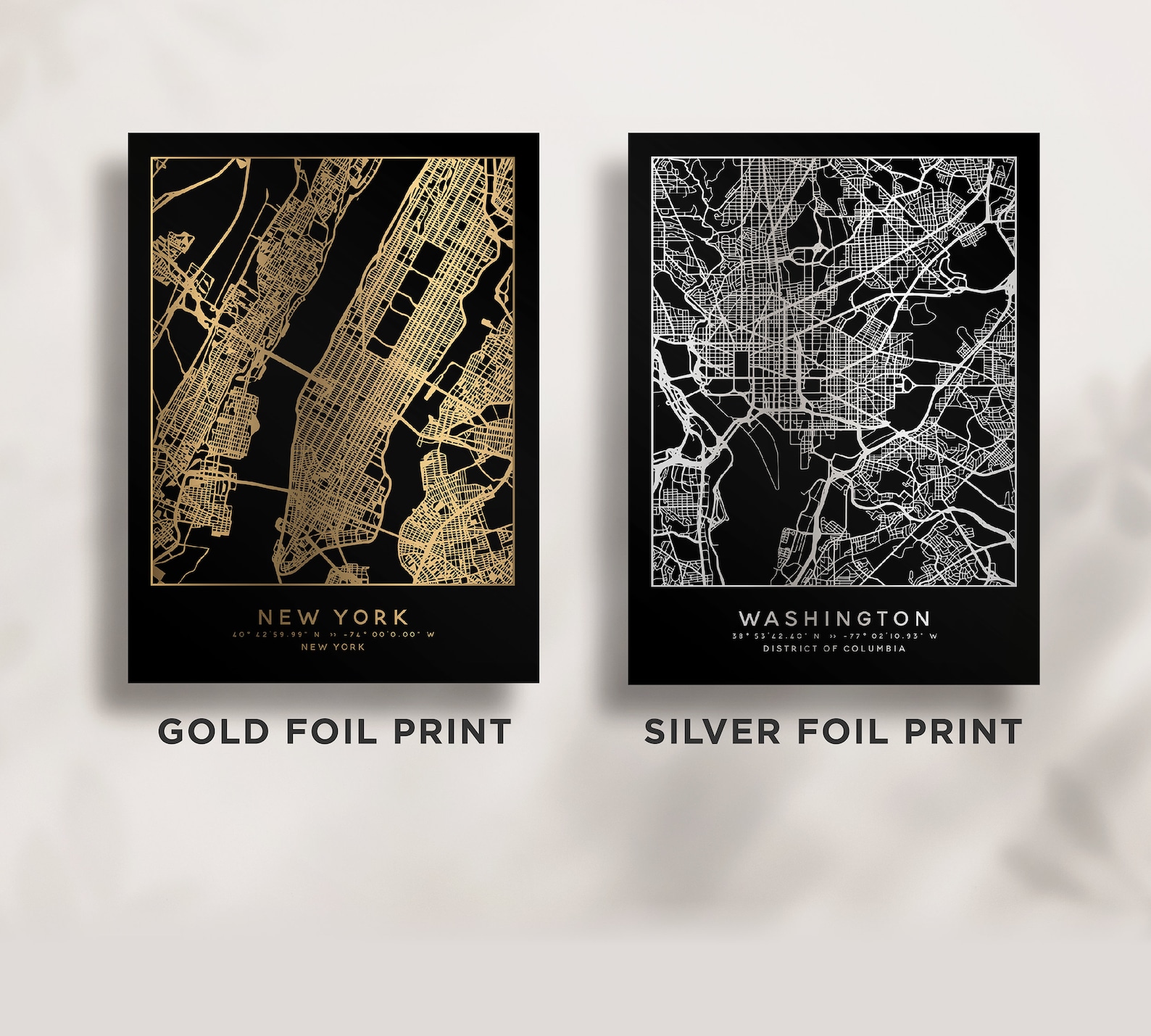 Custom Foil City Map Print: Personalized Hometown Art, Framed Option - Etsy