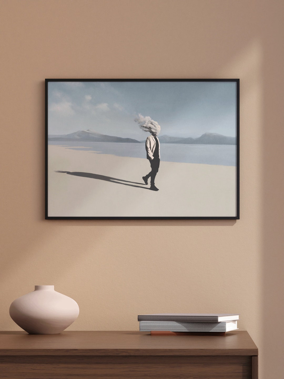 ACG Fuming Man Framed Canvas Smoking Man Surreal Wall Art - Etsy