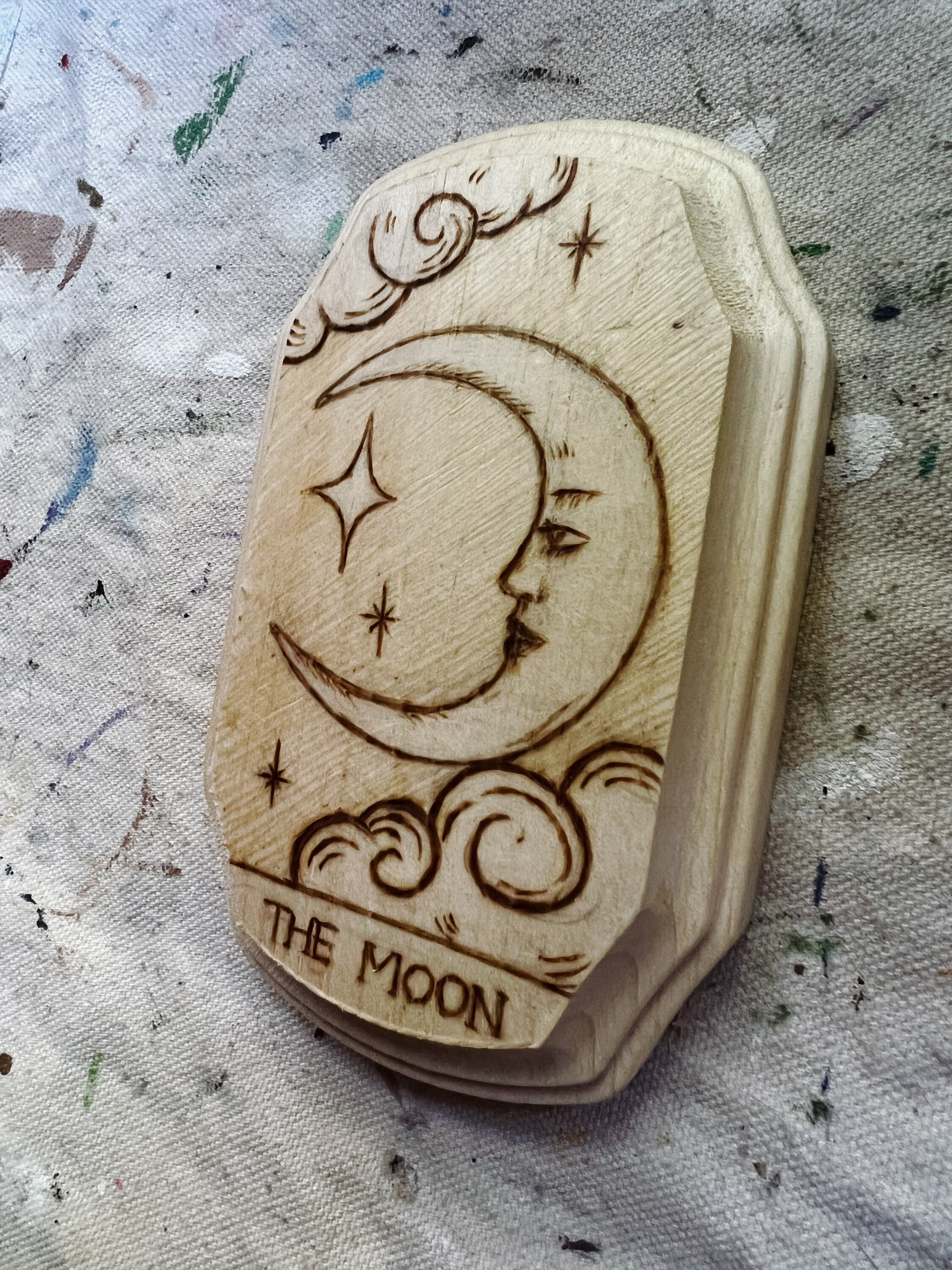 The Moon Tarot Woodburning - Etsy