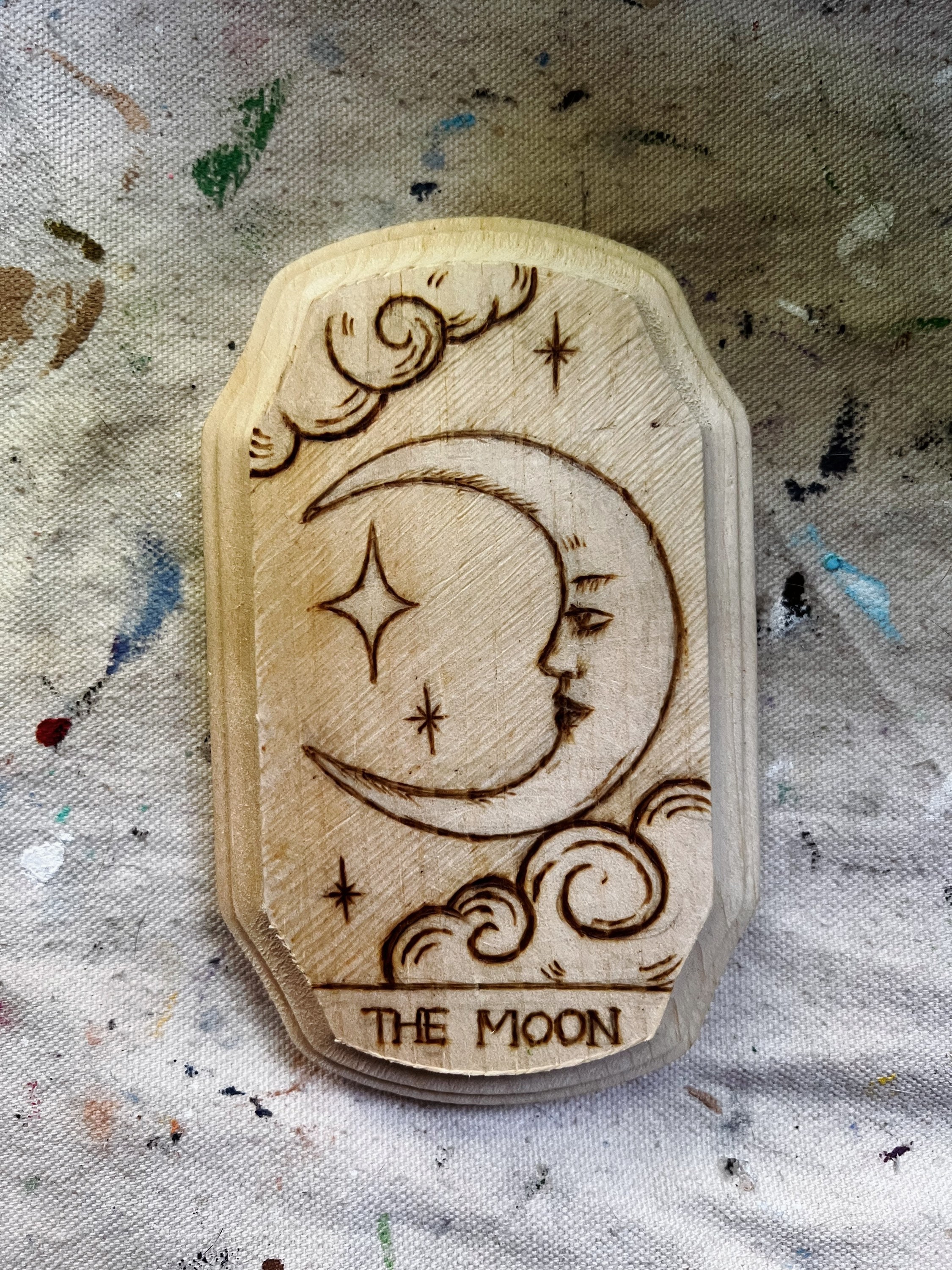 The Moon Tarot Woodburning - Etsy