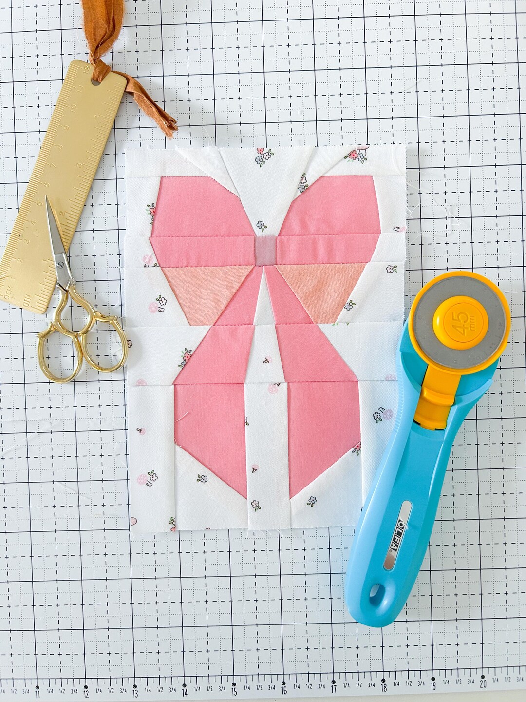 Blooming Romance Bow Pattern - PDF Download - Foundation Paper Piecing ...