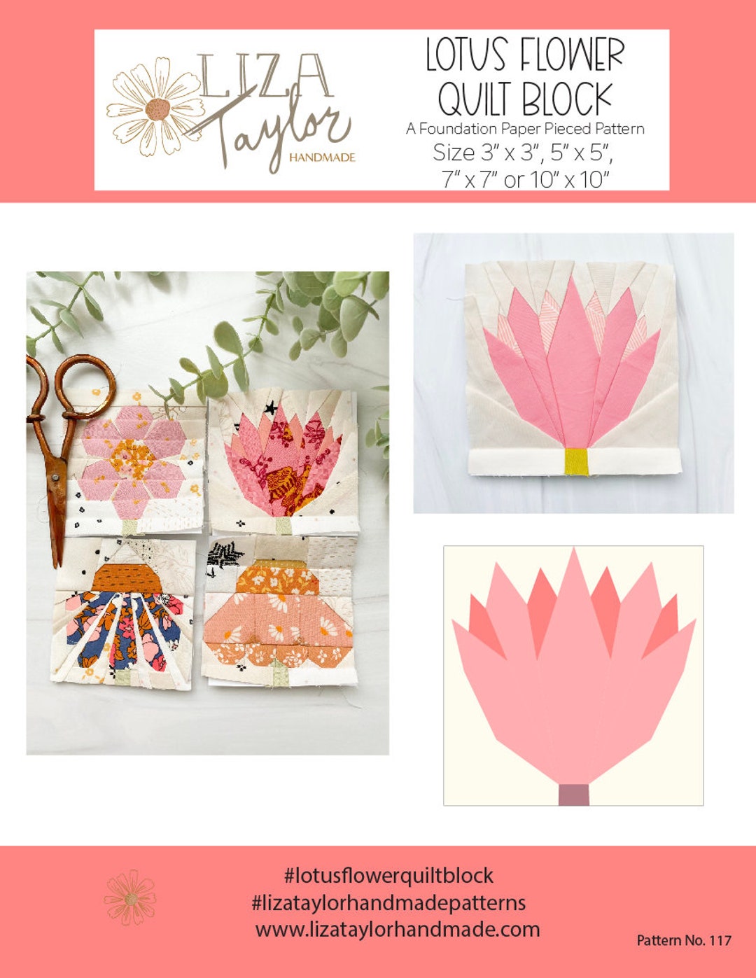 Lotus FPP Pattern PDF Download Foundation Paper Piecing - Etsy