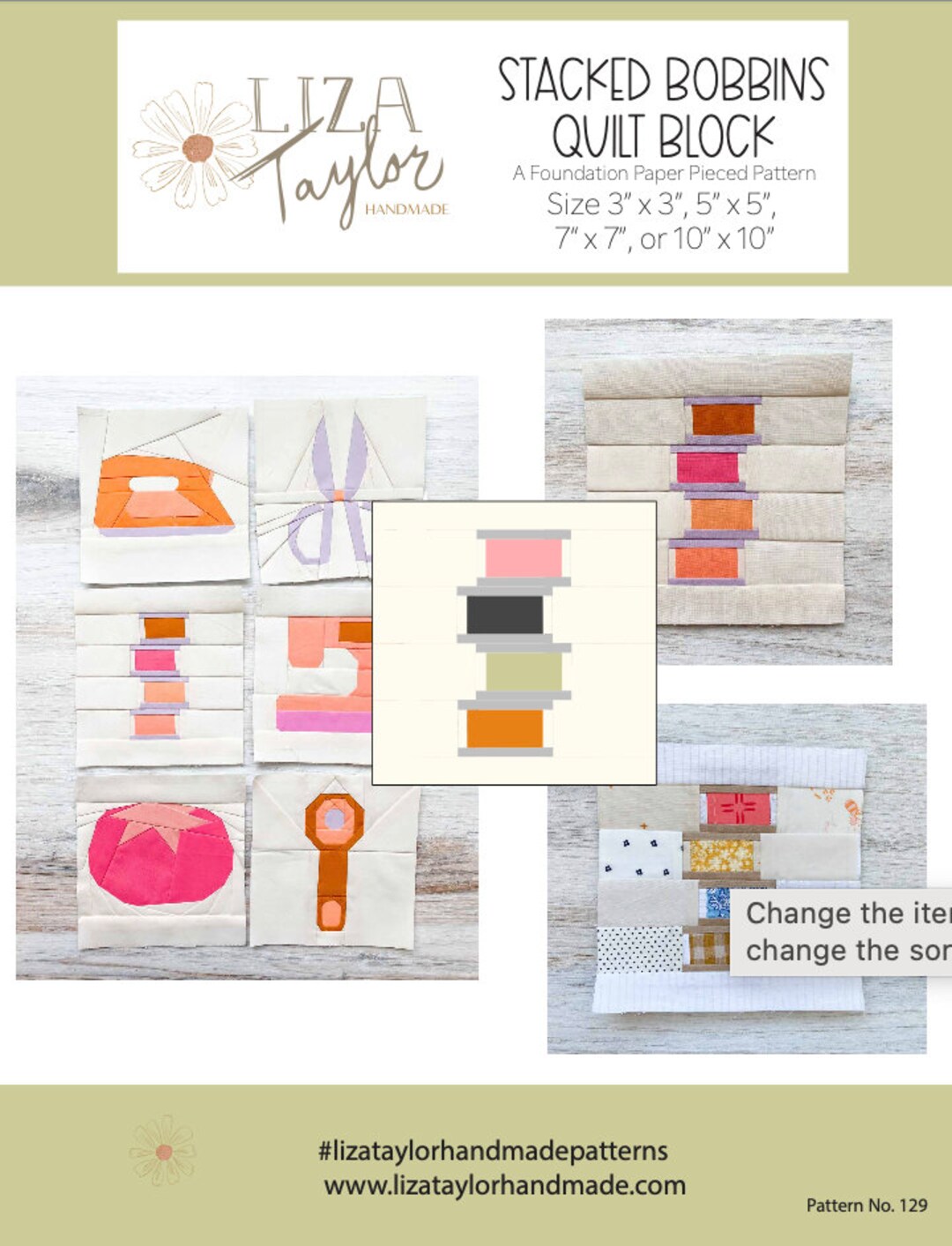 Bobbins FPP Pattern PDF Download Foundation Paper Piecing - Etsy