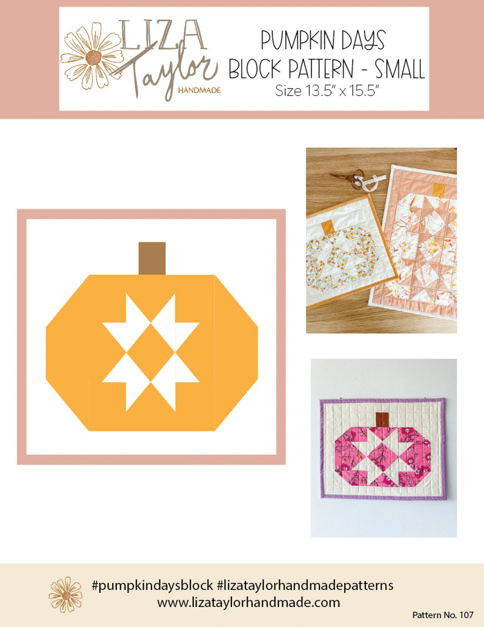 Pumpkin Days Block Pattern - Small - PDF Download - Etsy